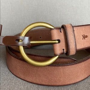 Frye | Accessories | Frye Round Buckle Flat Leather Belt Brown | Poshmark